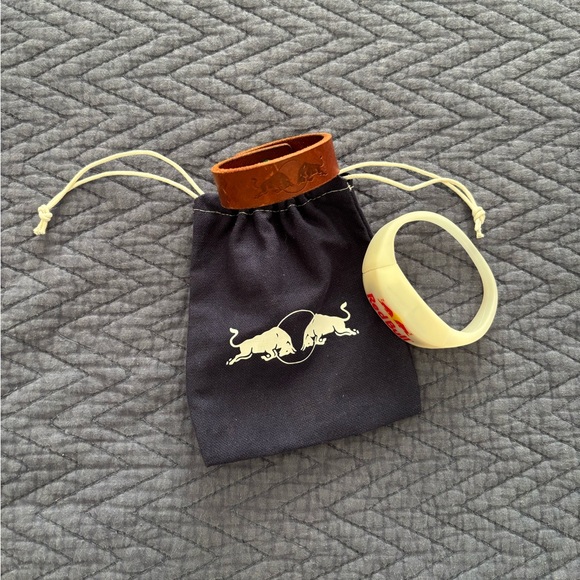 Red Bull | Jewelry | Rare Red Bull Engraved Leather Bracelet Silicone ...
